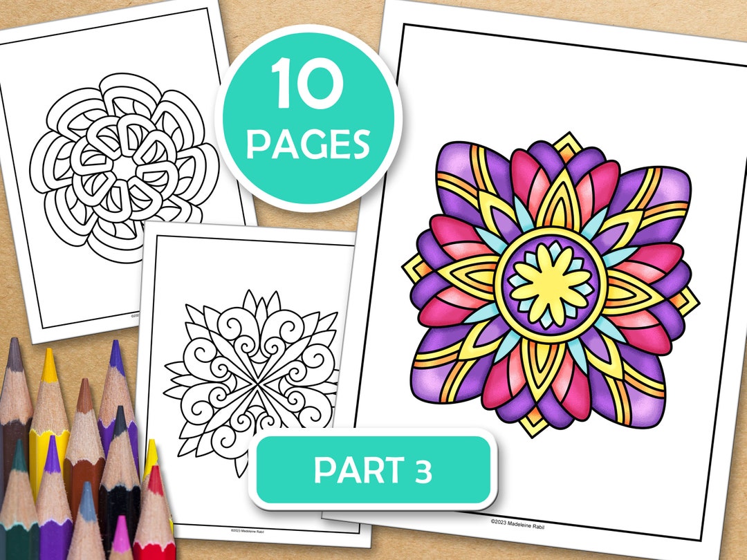 Part 3-easy Mandalas for Meditative Coloring: 10 Mindfulness Coloring ...
