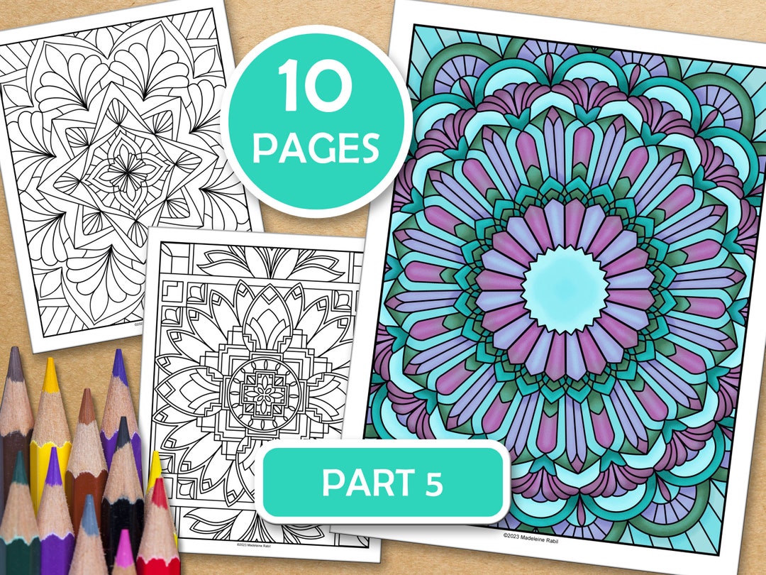 Part 5-mandalas for Meditative Coloring: 10 Mindfulness Coloring Pages ...
