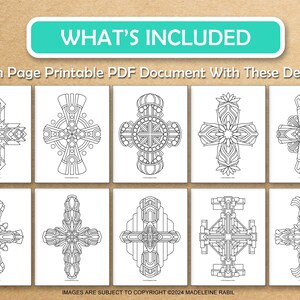 Cross Designs: 10 Mindfulness Coloring Pages for Inner Peace, PDF Files ...