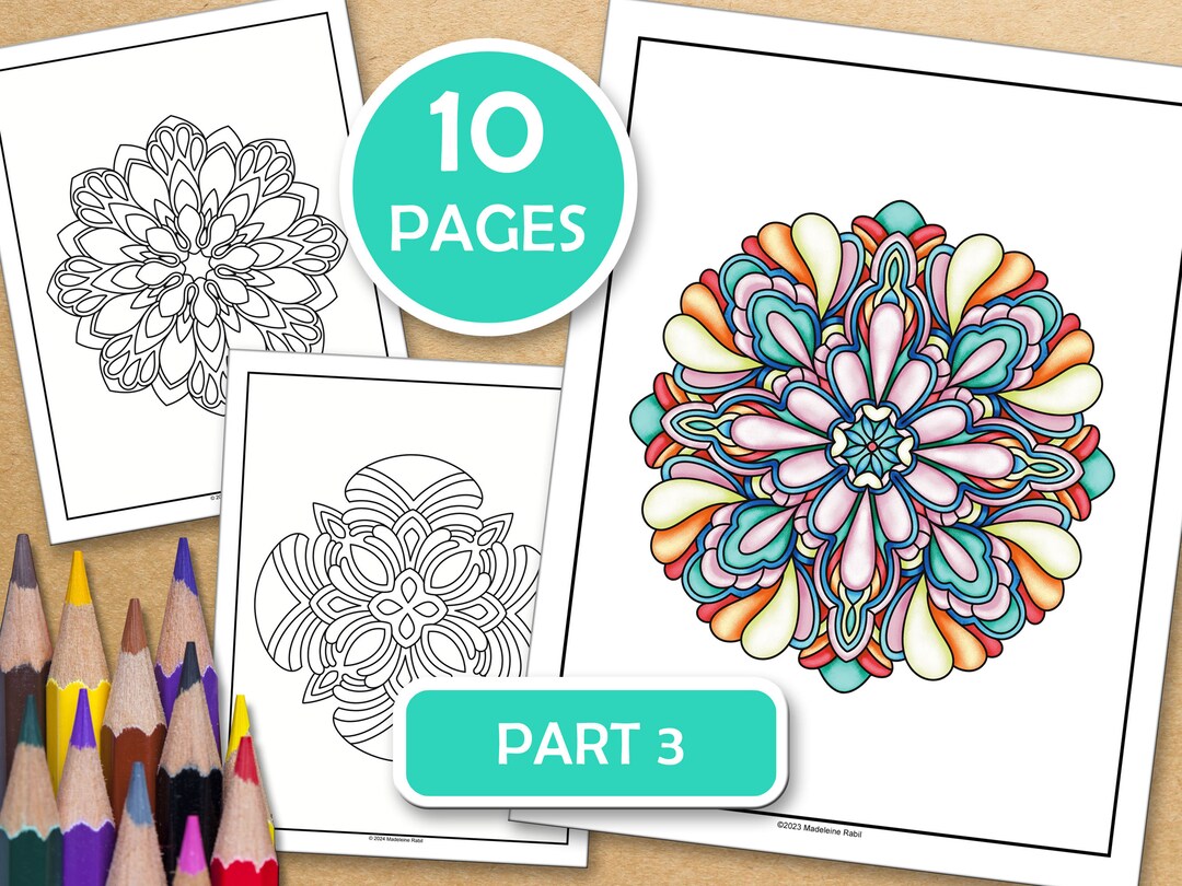 Part 3-mandalas for Meditative Coloring - Book 2: 10 Mindfulness ...