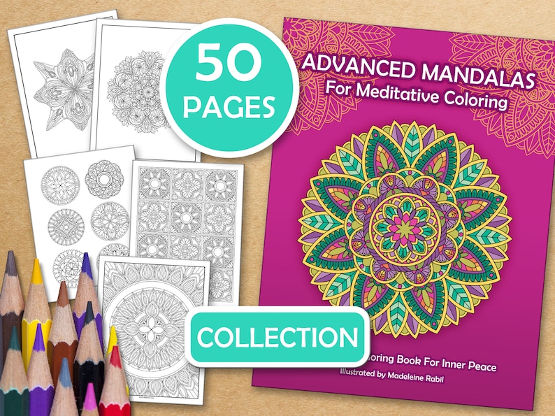 Complete Collection-advanced Mandalas for Meditative Coloring: 50 ...