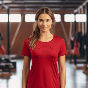 ST 350 Red T-shirt Mockup for Woman Sport Tek Woman's Red Athletic ...