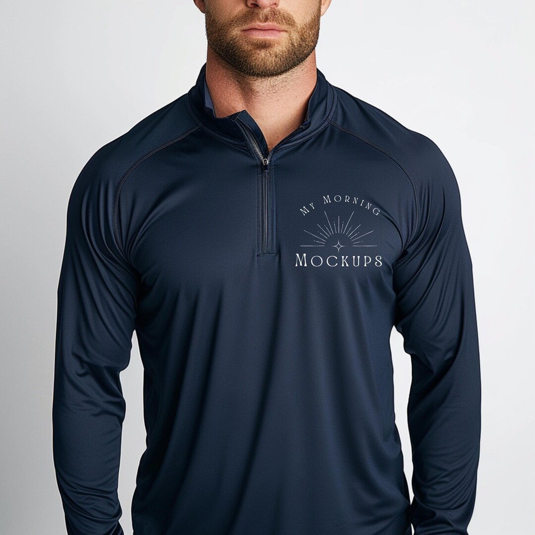 True Navy Sport-tek ST357 Mockup: Quarter Zip Shirt (JPG Digital ...