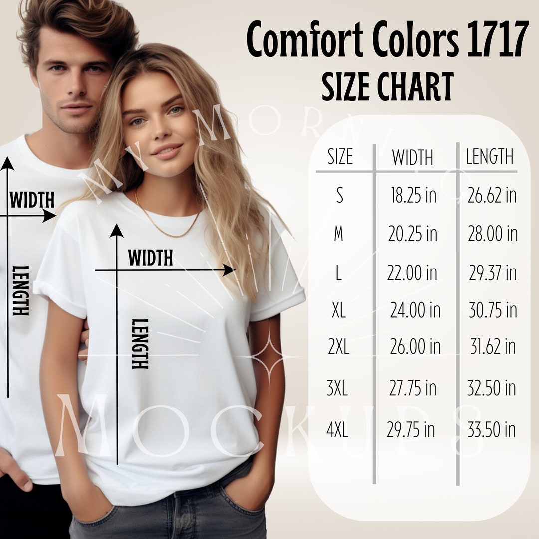 1717 Size Chart Comfort Colors 1717 Size Chart T-shirt Size Chart ...