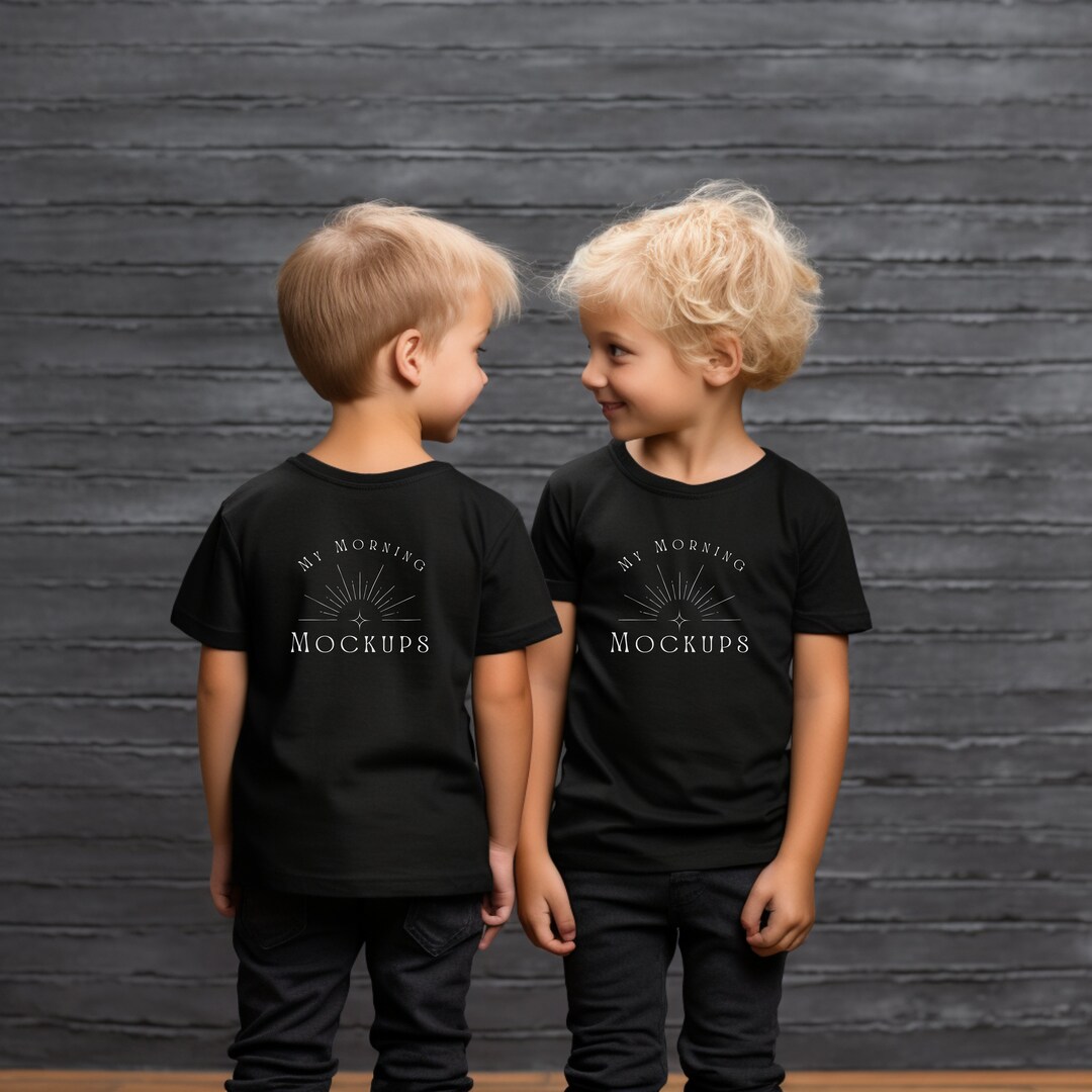 Front and Back Mockup Kids Black T-shirt Sweatshirt Mockup - Etsy
