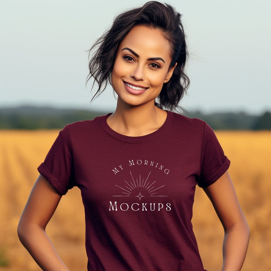 Bella Canvas 3001 Mockup T-shirt Mockup Maroon 3001 Mockup Fall Mockup ...