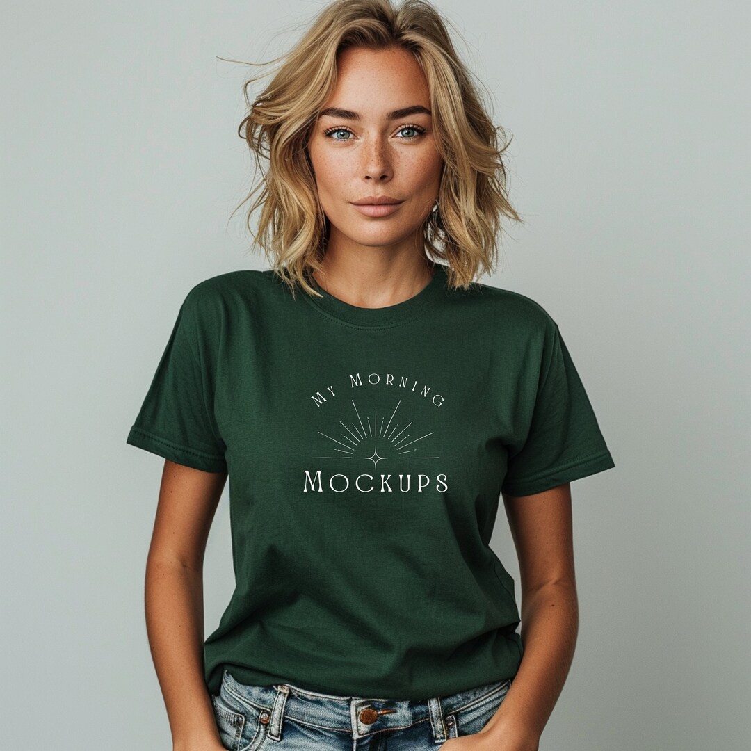 Forest Green Gildan 5000 Mockup T-shirt Mockup Green 5000 Mock-up ...