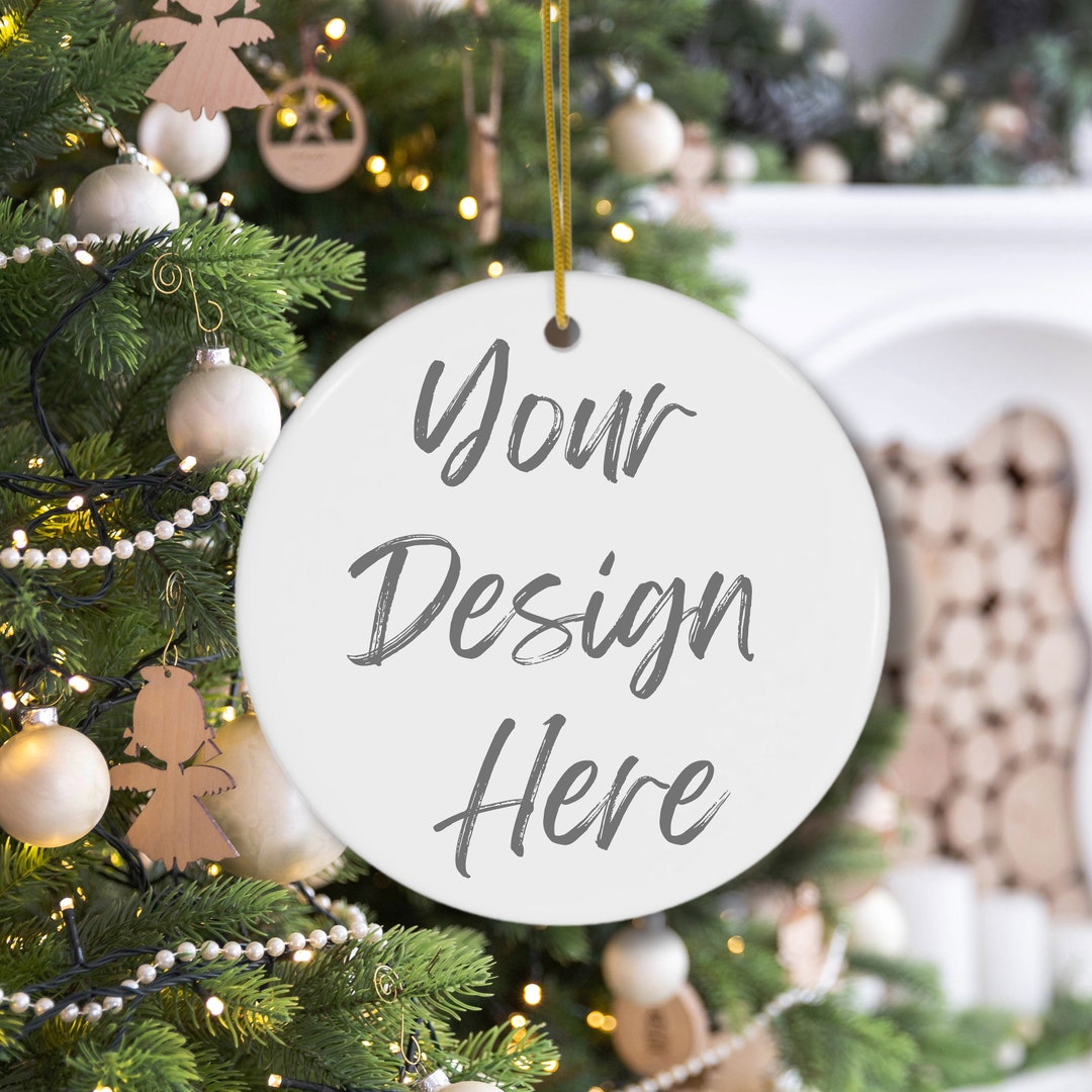 Ornament Mockup Ceramic Ornament Mockup Christmas Mockup Circle Shaped ...