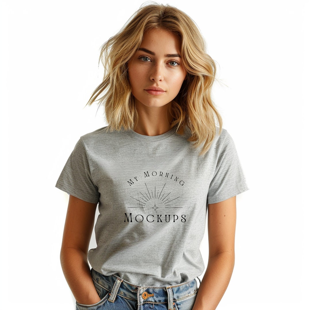 Ash Grey Gildan 5000 T-shirt Mockup: Oversized Heather Gray (JPG) - Etsy