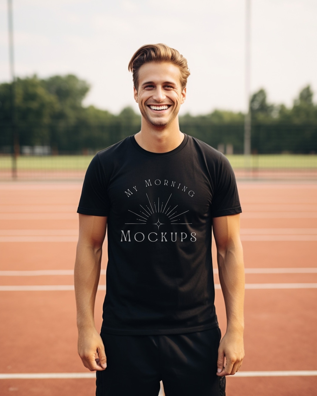 3001 Mockup Tshirt Mockup Black Tshirt Mockup for Tennis Player ...