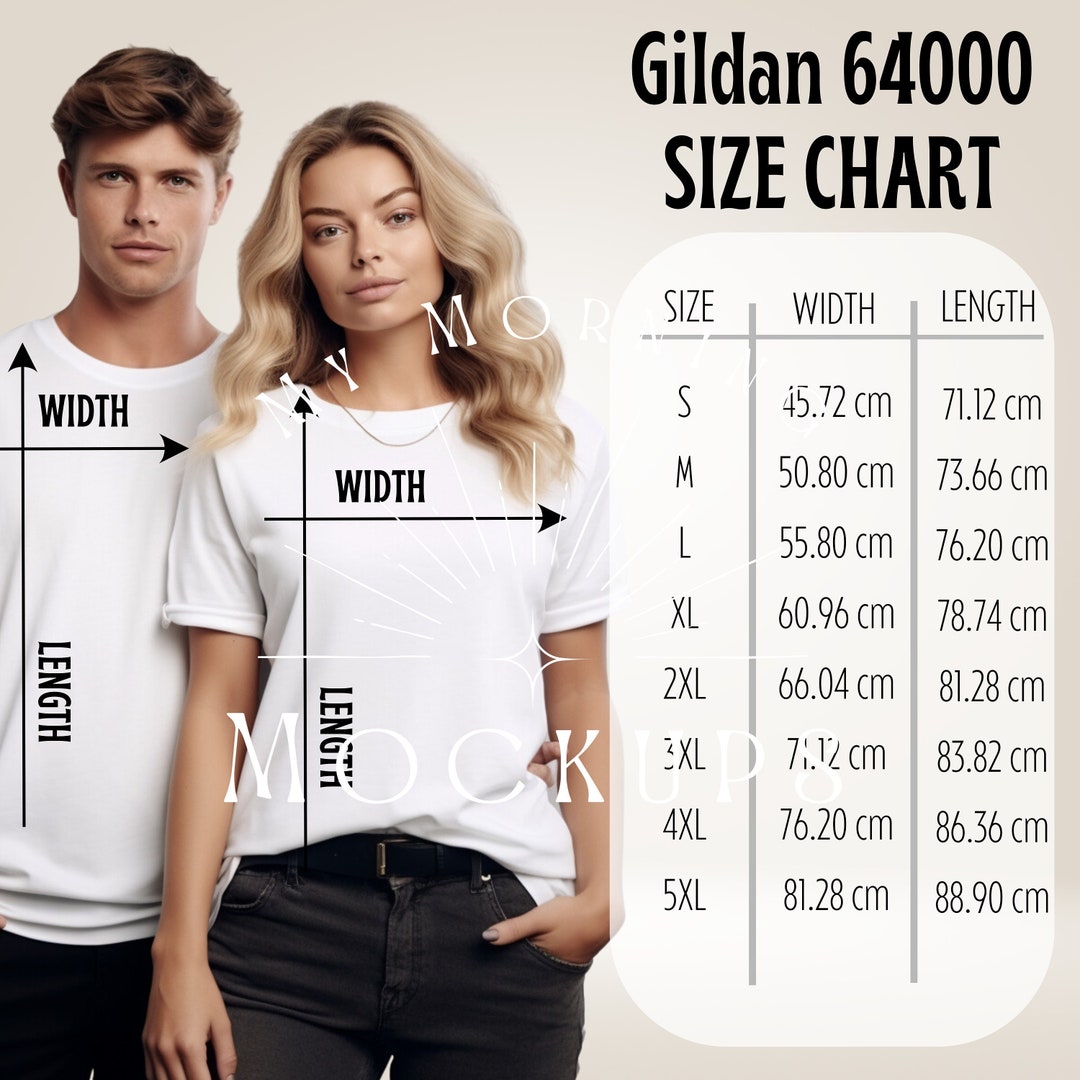 Gildan 64000 Size Chart in Centimeters Mockup Chart Unisex 64000 Size ...