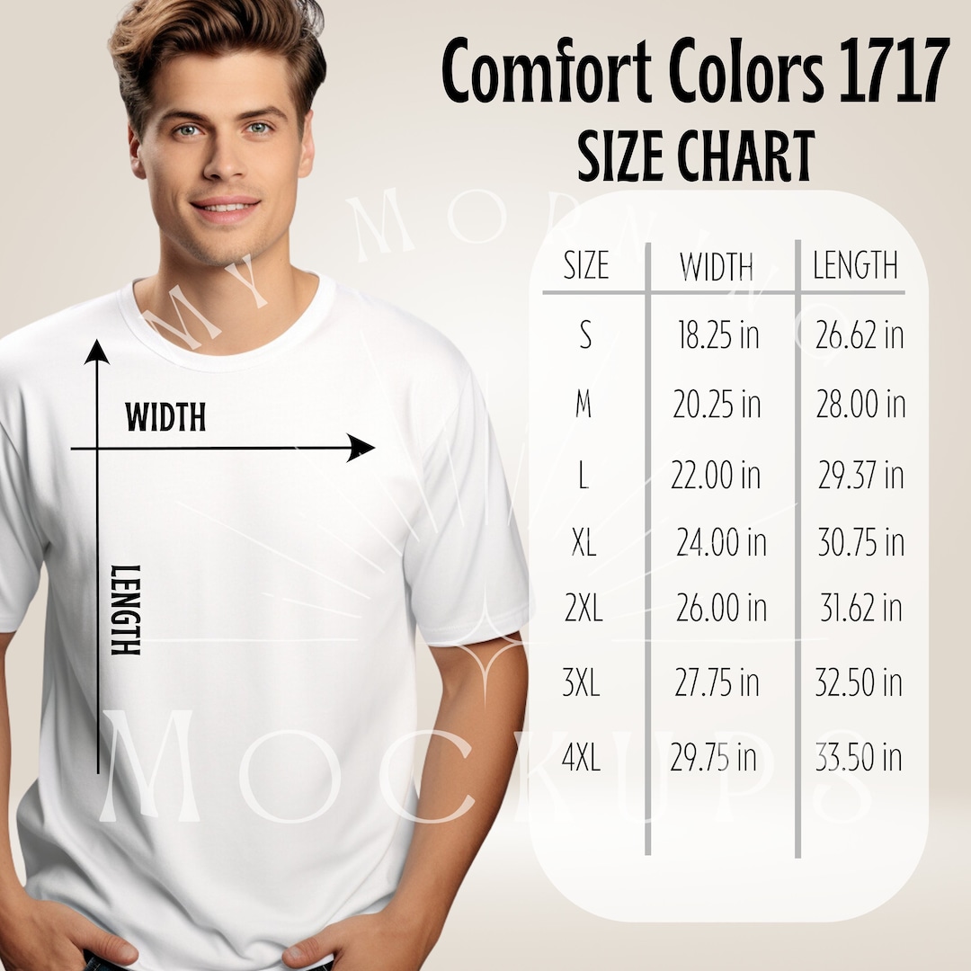 1717 Size Chart Comfort Colors 1717 Size Chart 1717 Mockup 1717 T Shirt ...
