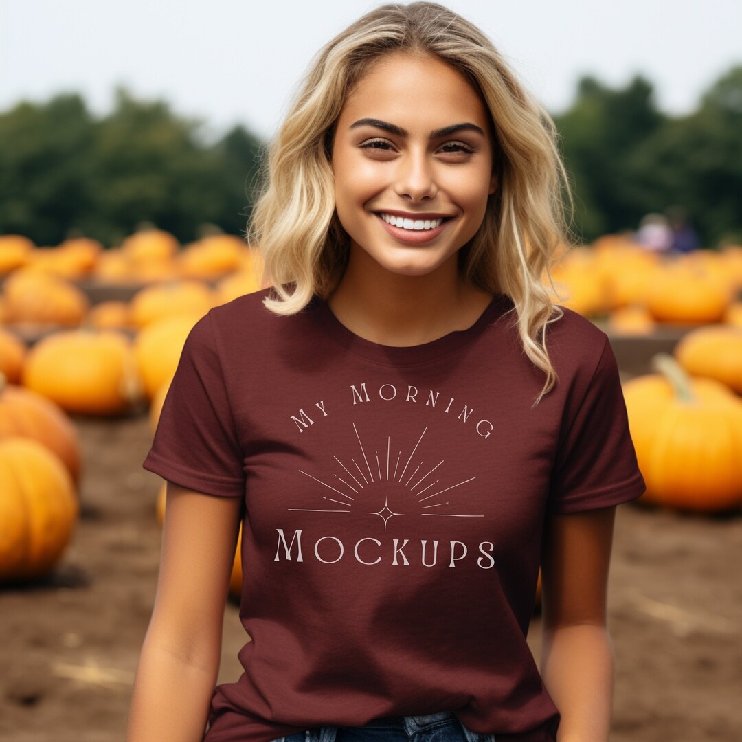 Maroon Gildan 5000 Mockup T-shirt Mockup Fall Mockup Maroon Shirt ...