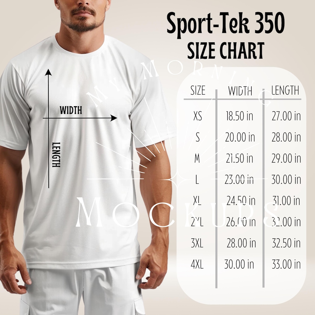 Sport-tek 350 Size Chart Mockup (JPG Digital Download) - Etsy