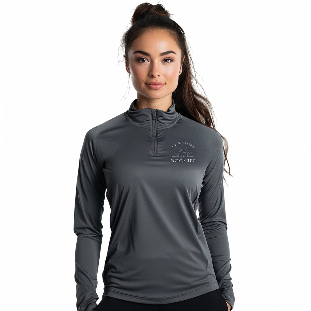 Iron Grey Sport Tek 357 Mockup Gray ST357 Mockup Quarter Zip Long ...