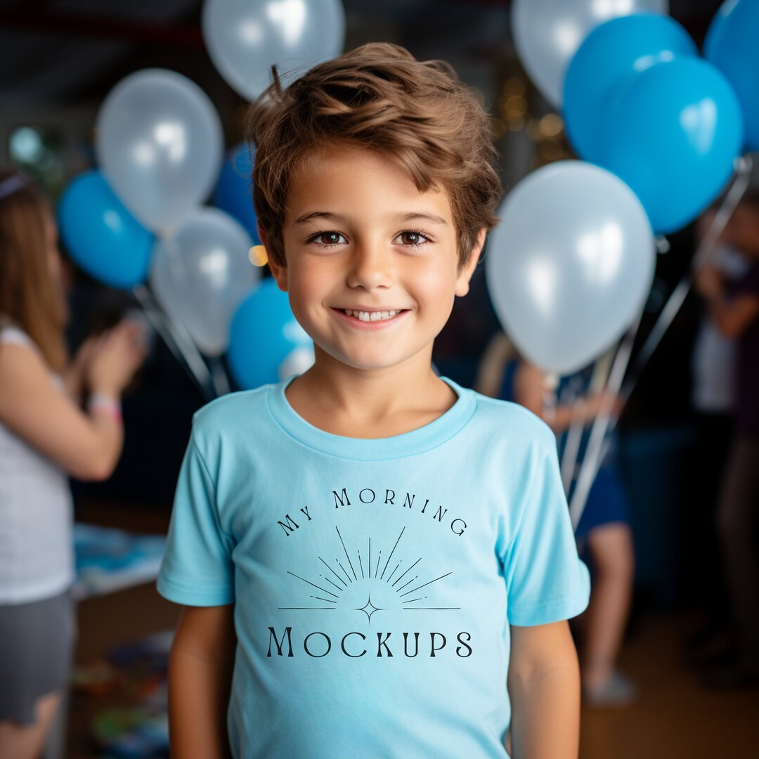Bella Canvas 3001Y Blue Boy Shirt Mockup | Blue Tshirt Shirt Mockup for ...