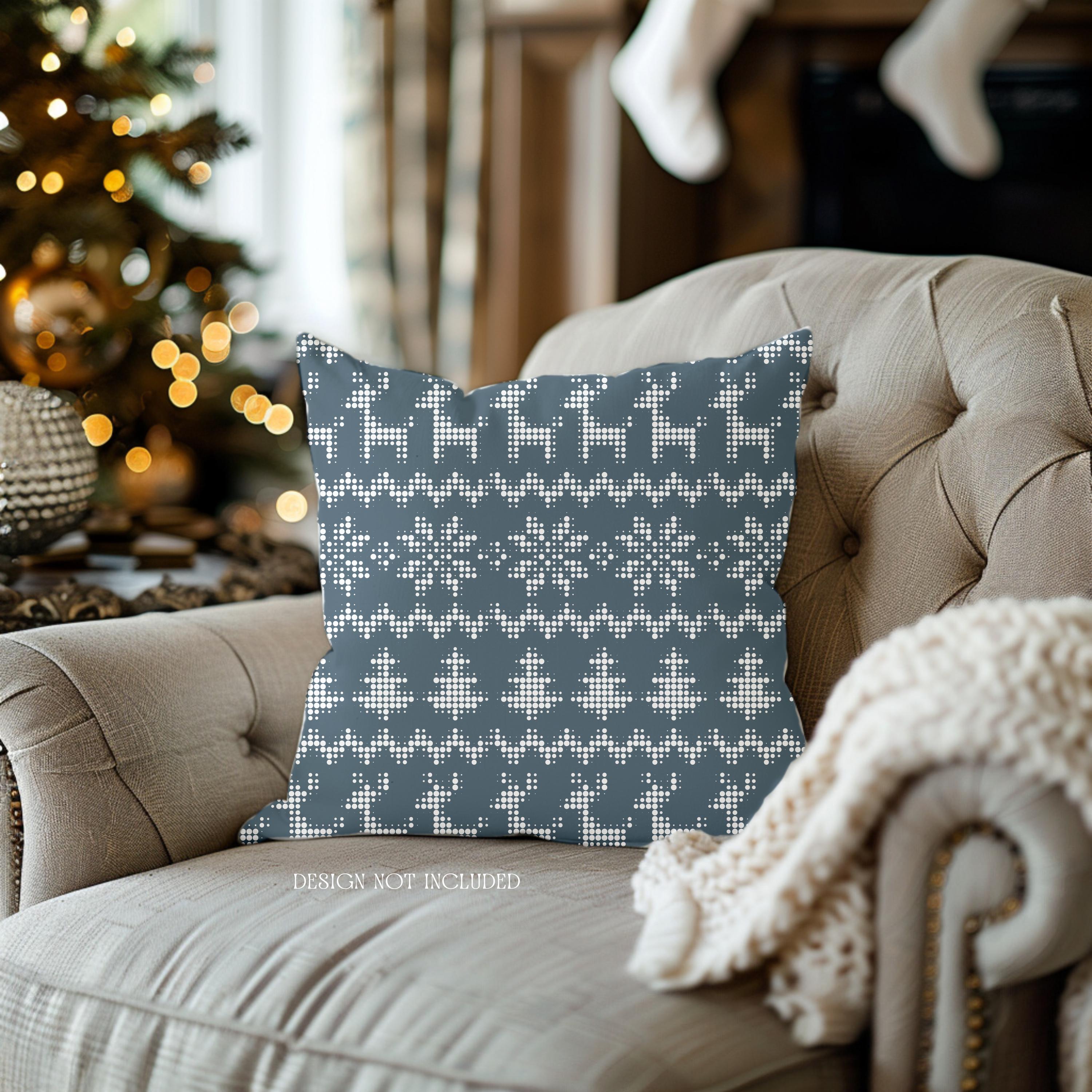 Christmas Pillow Mockup: Canva Drag & Drop PNG Overlay (20x20" Size) - Etsy