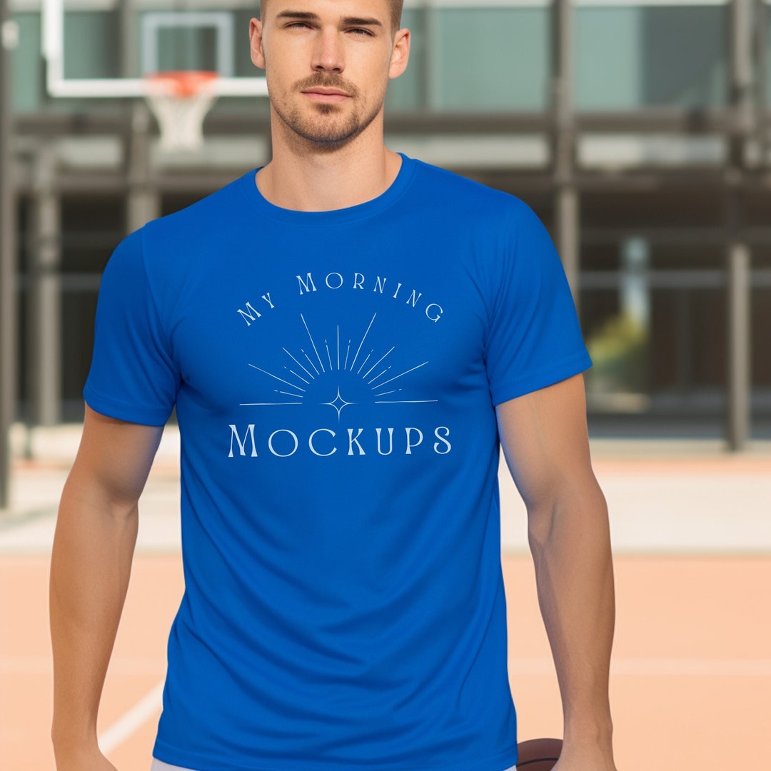 Mens Royal Blue ST350 Tshirt Mockup for Athlete Design | Sport Tek ...
