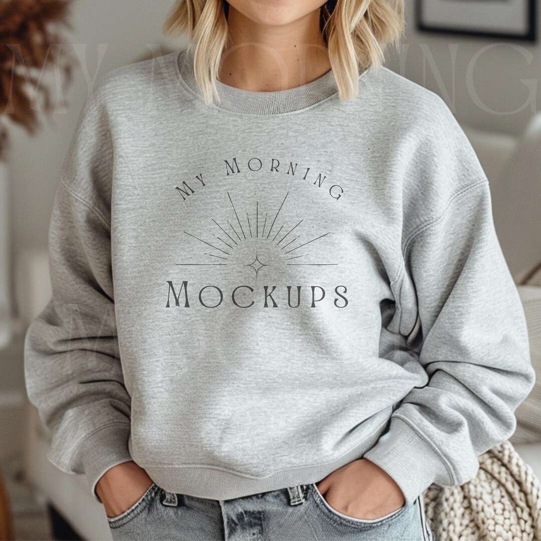 Heather Grey Sweatshirt Mockup: Lane Seven 14004 Crewneck (JPG) - Etsy