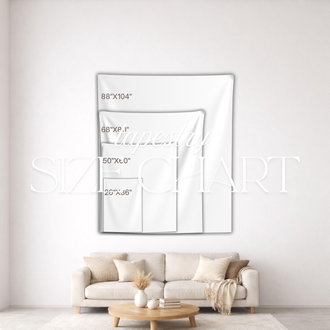 Tapestry Size Chart Mockup : Digital Product - Etsy