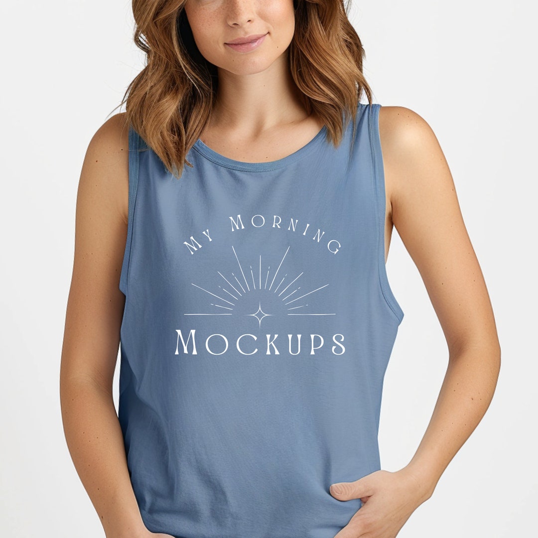 Blue Jean Comfort Colors 9360 Tank Top Mockup (JPG) - Etsy
