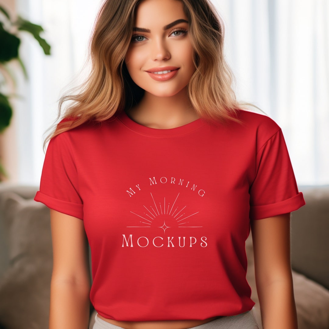 Red Bella Canvas 3001 Mockup: T-shirt Mock-up (digital Download) - Etsy