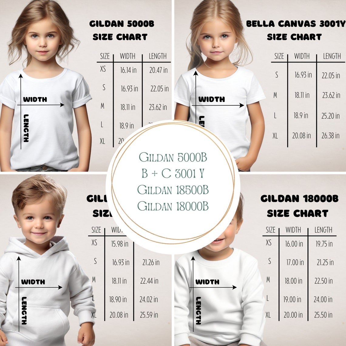 Toddler and Youth Size Chart Mockup Bundle Kids Size Chart - Etsy UK