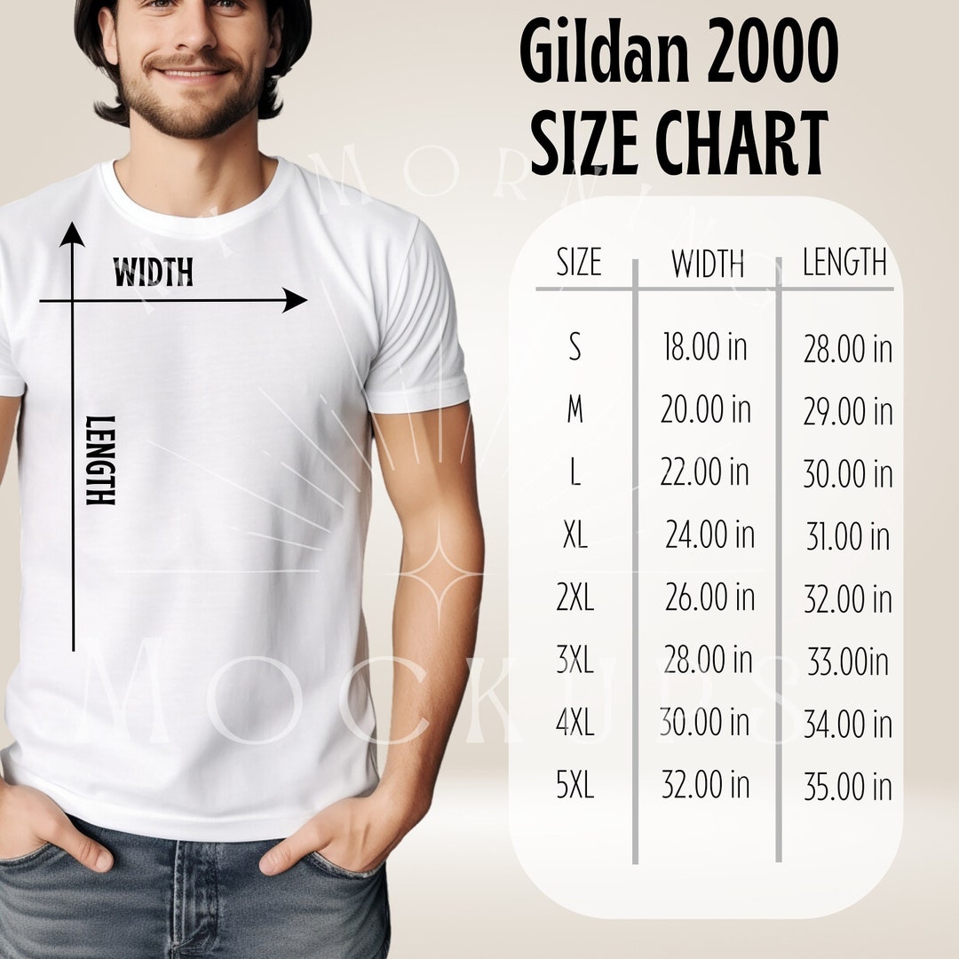 Gildan 2000 Size Chart Gildan 2000 Mockup T-shirt Mockup 2000 Size ...