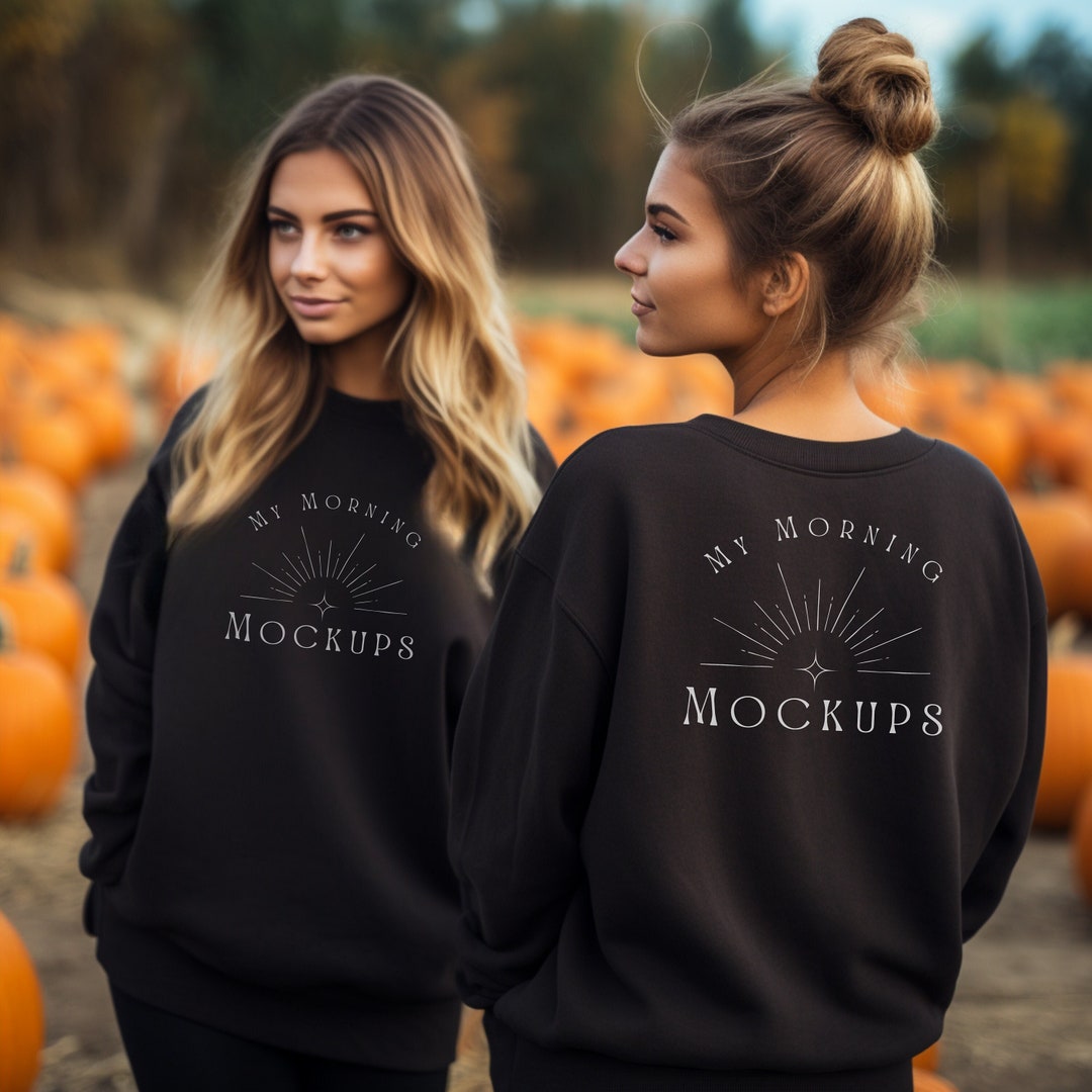 Black 18000 Mockup 18000 Front and Back Mockup Fall Black Gildan 18000 ...