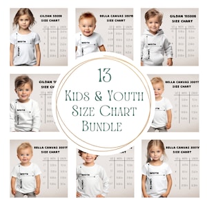 Toddler and Youth Size Chart Mockup Bundle of 13, Kids Size Chart ...