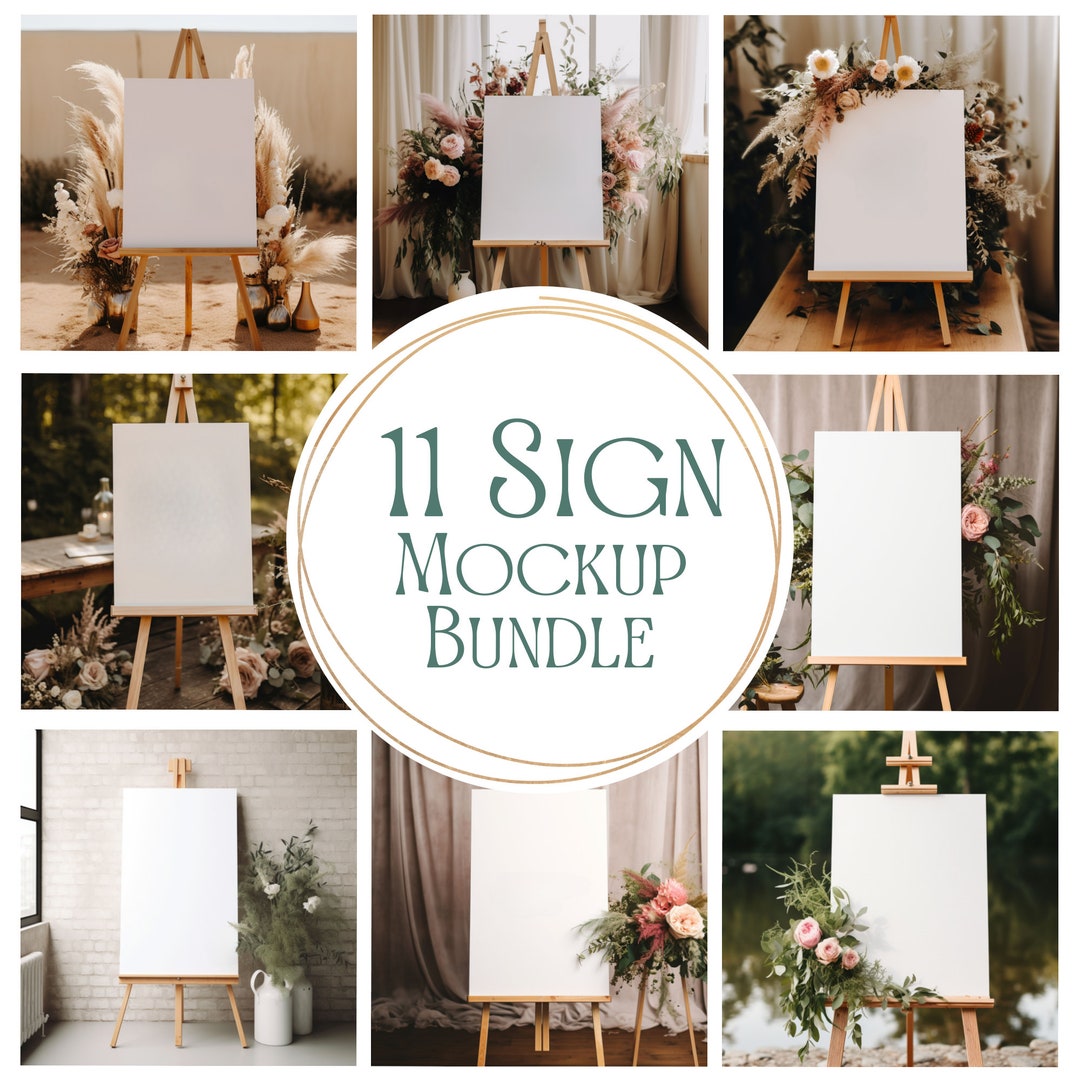 Wedding Sign Bundle Mockup Easel Mockup Bundle Wedding Signage Welcome ...
