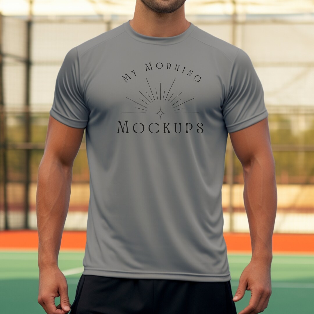 Concrete Grey Sport Tek 350 Mockup T-shirt Mockup Athletic Mockup Men ...