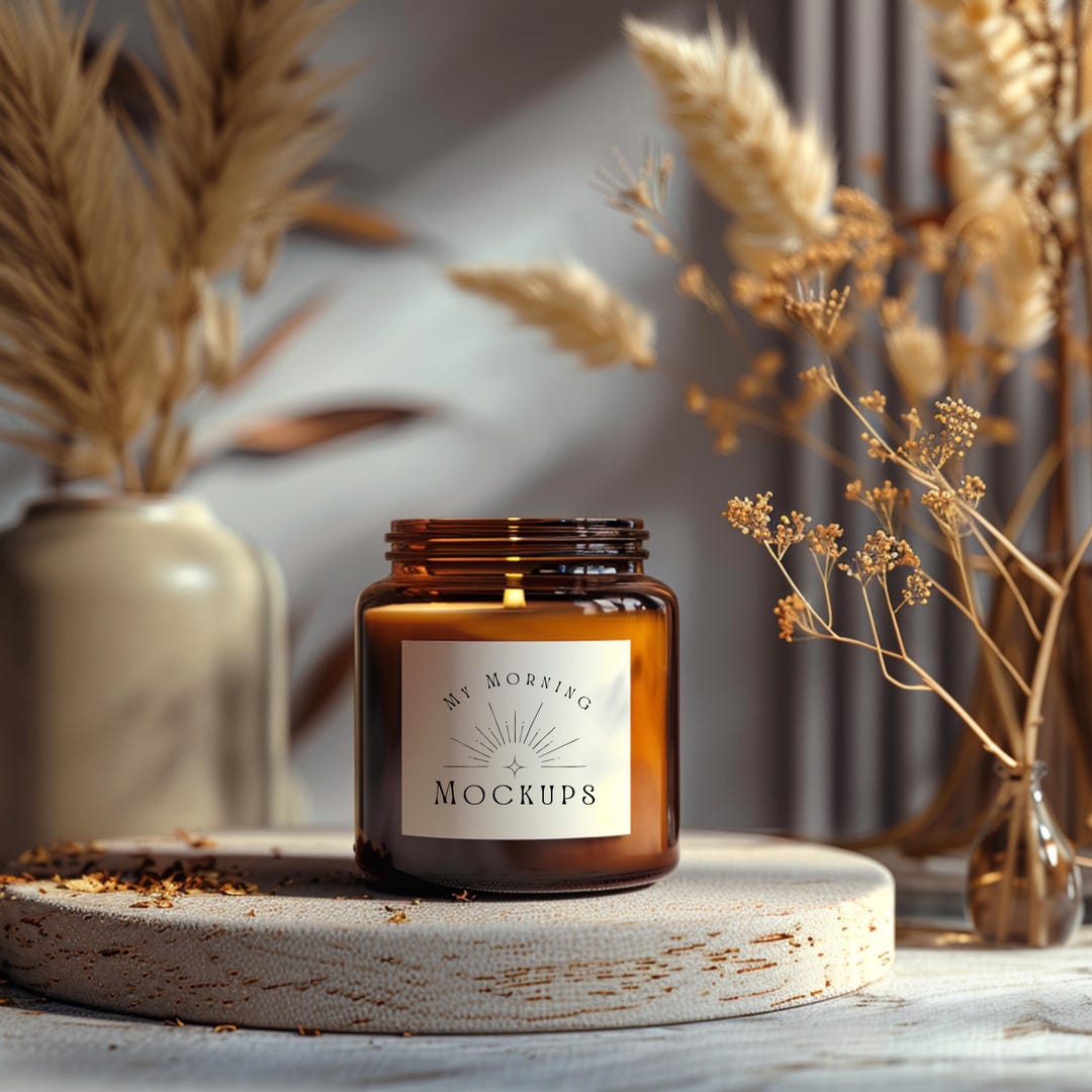 Candle Mockup Soy Candle Mock-up Amber Jar Mockup Amber Candle Mock up ...