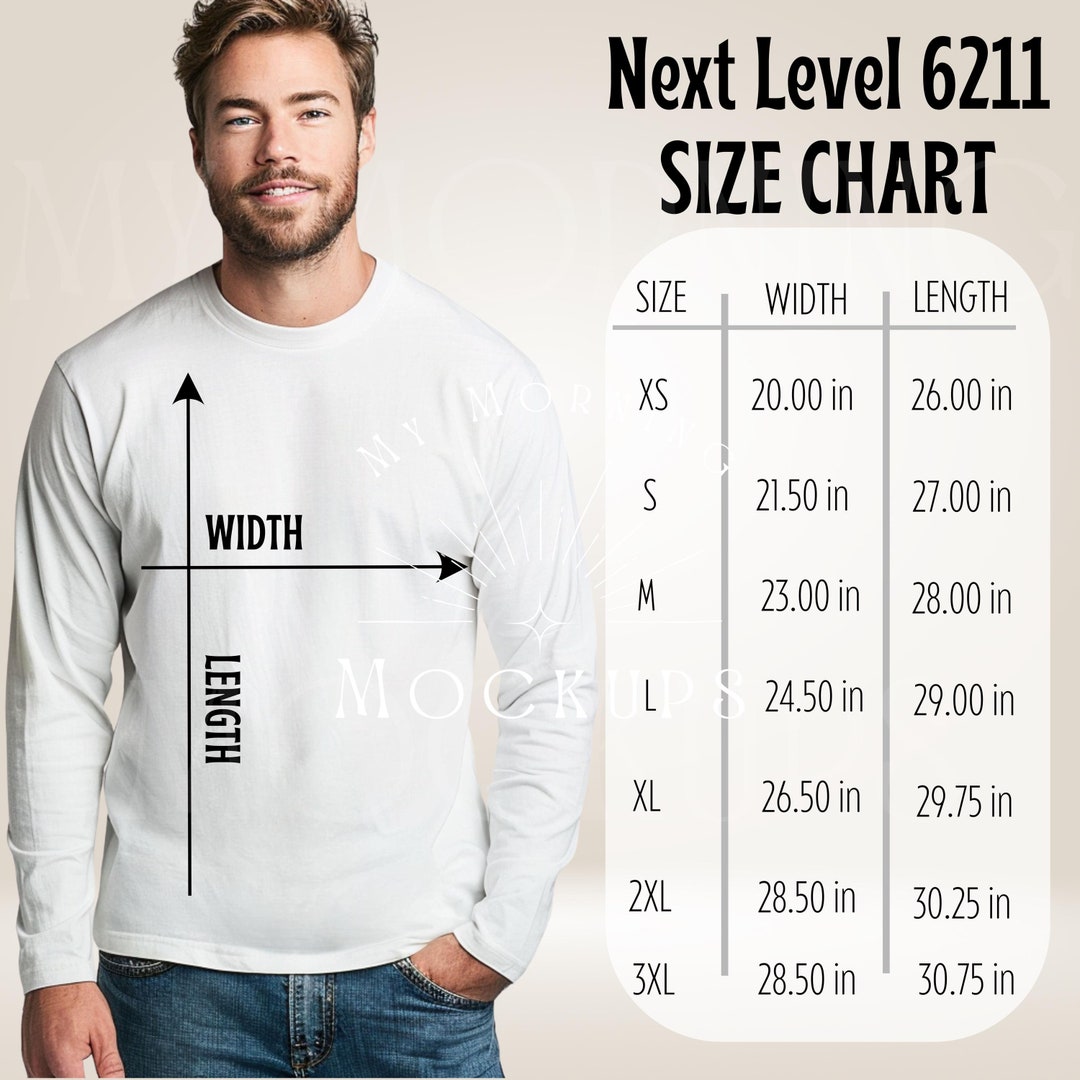 Next Level 6211 Size Chart Mockup (JPG Digital Download) - Etsy