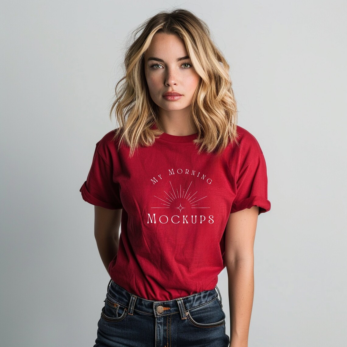 Antique Cherry Red Gildan 5000 Mockup T-shirt Mockup Red 5000 Mock-up ...
