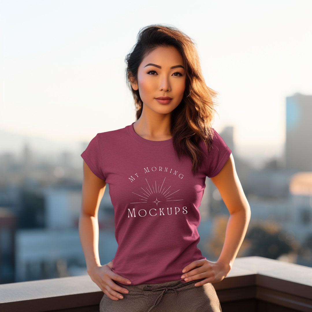 Bella Canvas 6004 Mockup T-shirt Mockup 6004 Raspberry Mockup 6004 ...