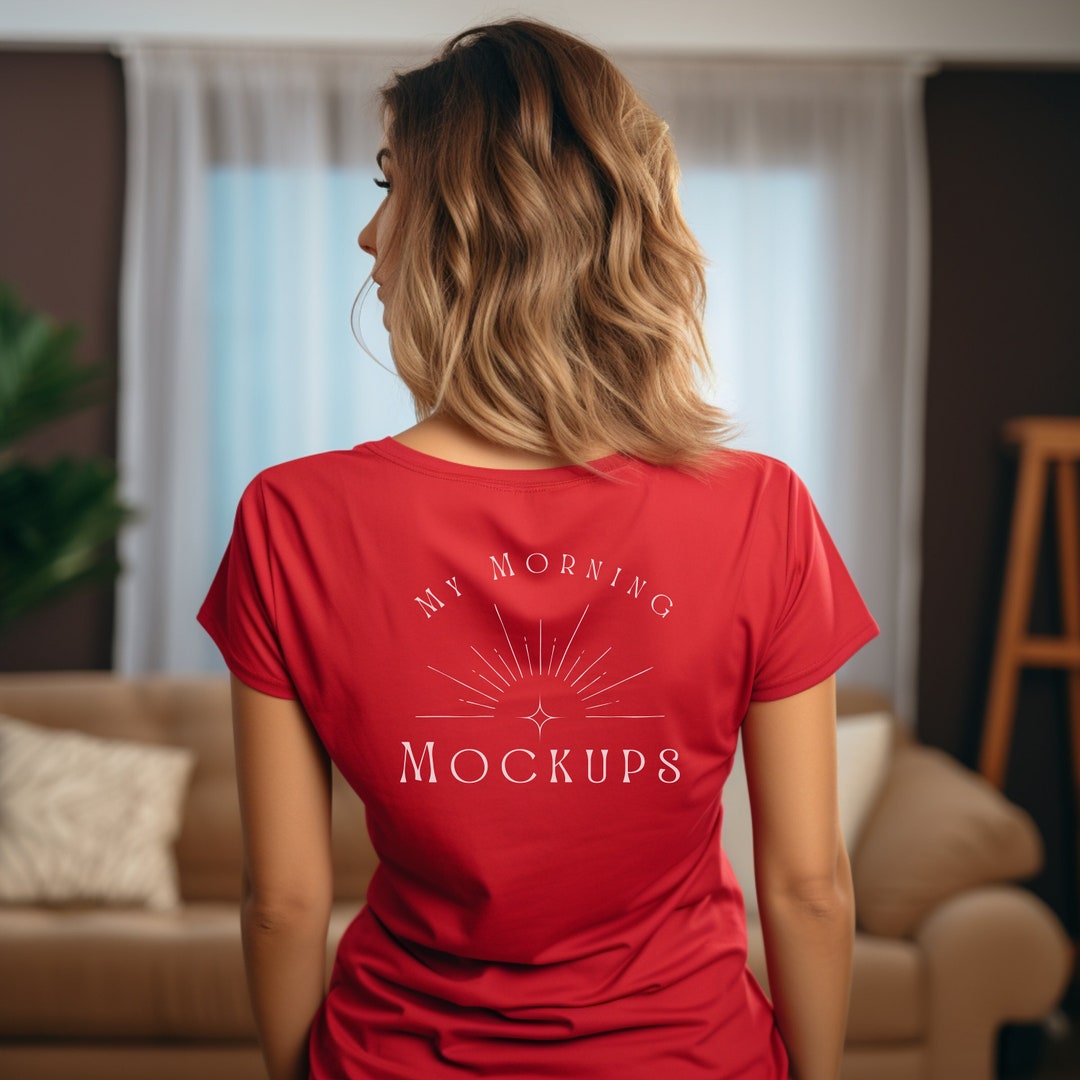 64000 Mockup G64000 Red Back Mockup Gildan 64000 Back View Mockup ...
