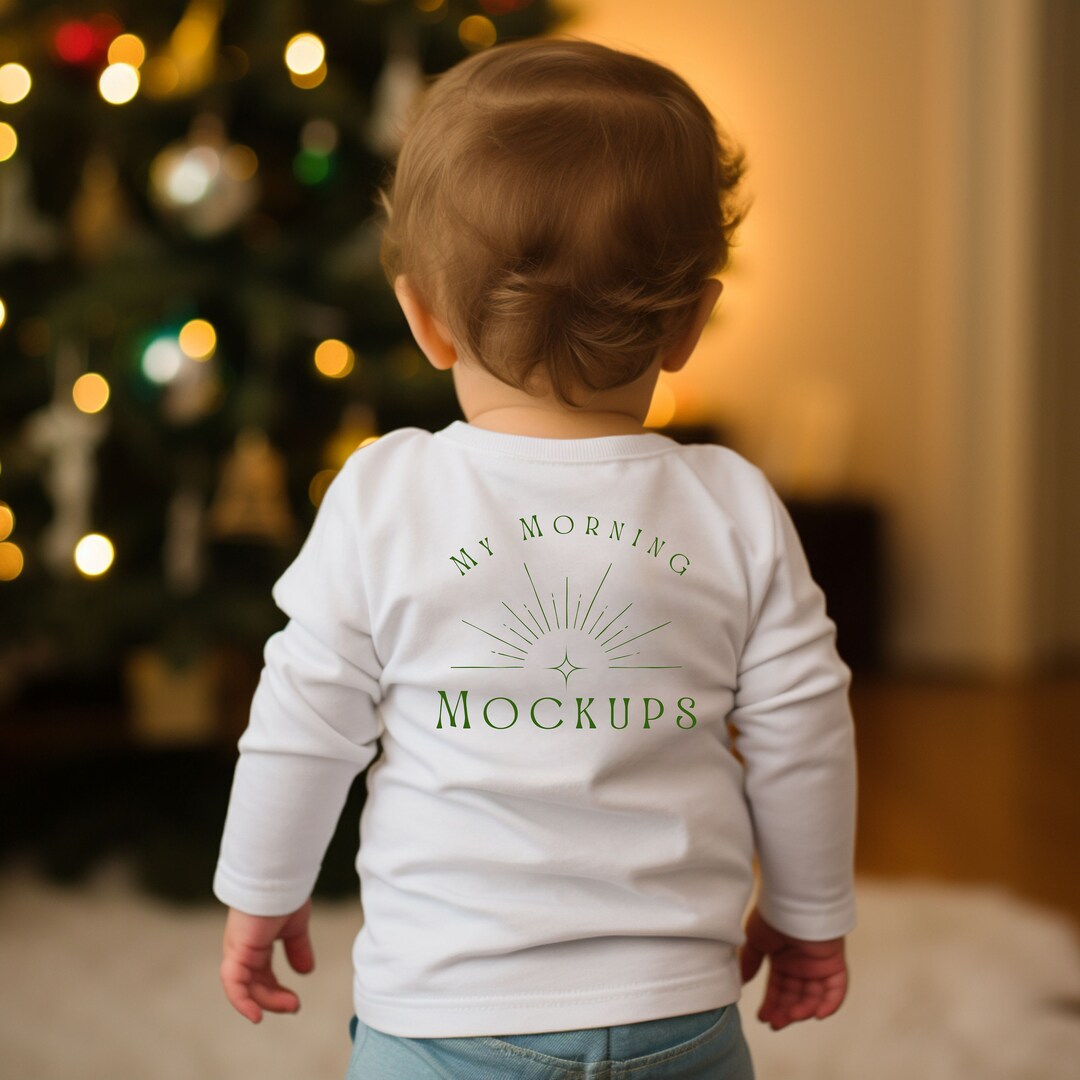 Rabbi Skins 3302 Mockup Long Sleeve White Christmas Shirt Mockup White ...