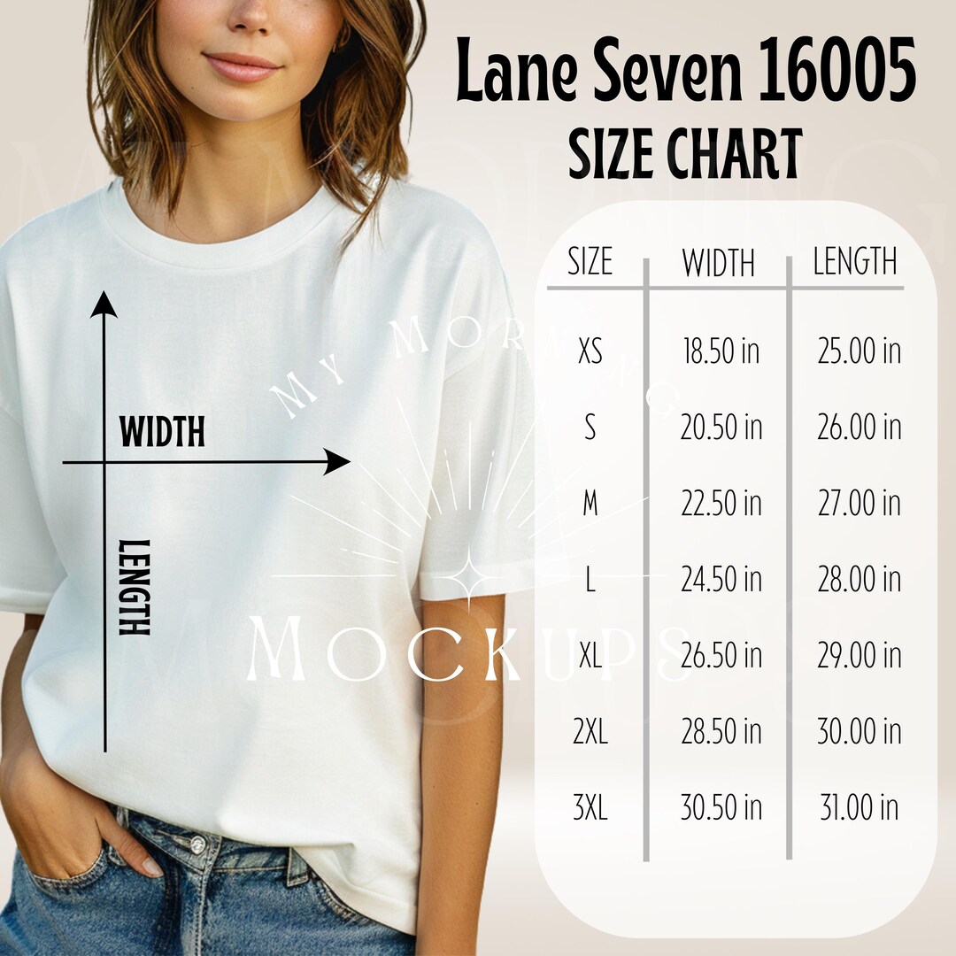 Lane Seven 16005 Size Chart Mockup T-shirt Mockup LS16005 Mock-up Shirt ...