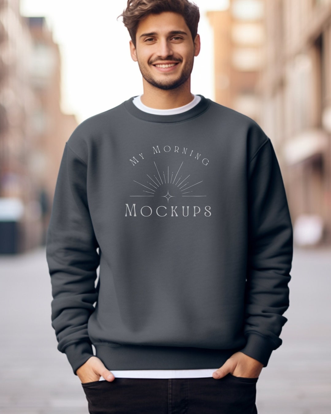 Gildan 18000 Charcoal Sweatshirt Mockup (JPG) - Etsy
