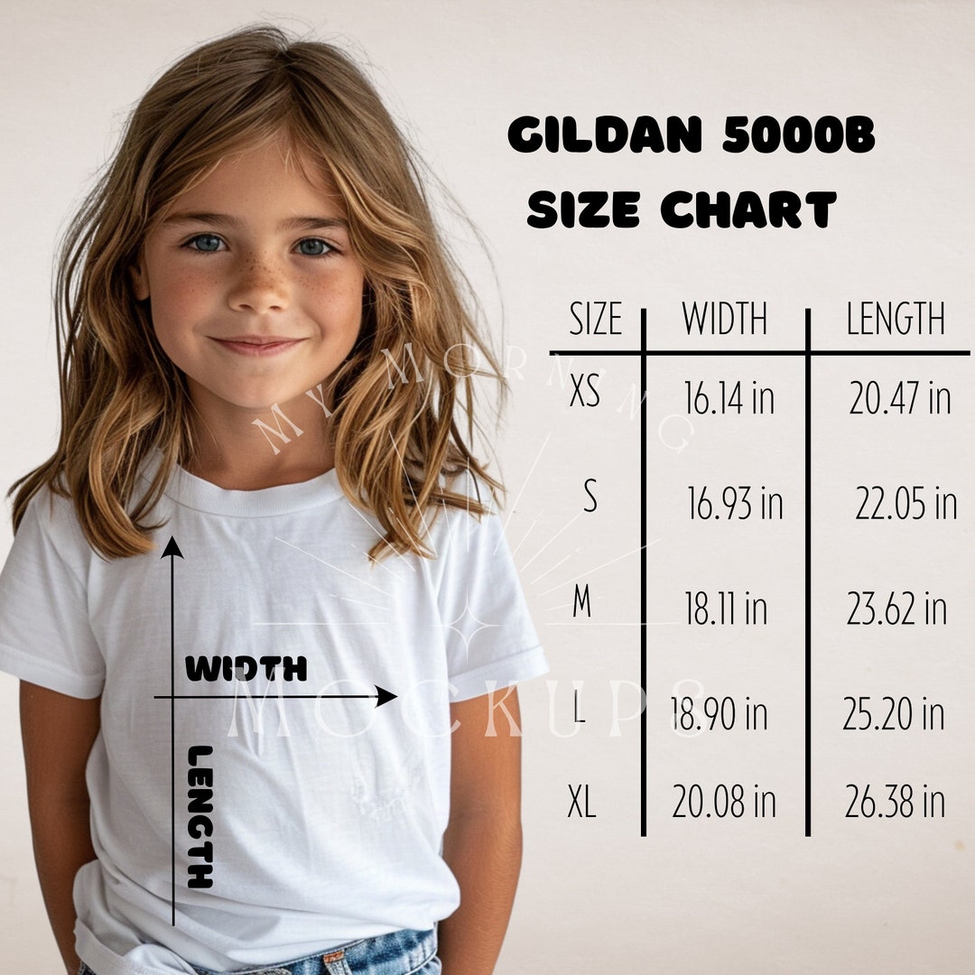 5000B Size Chart 5000B Mockup Gildan 5000B Size Chart Gildan 5000B Mock ...
