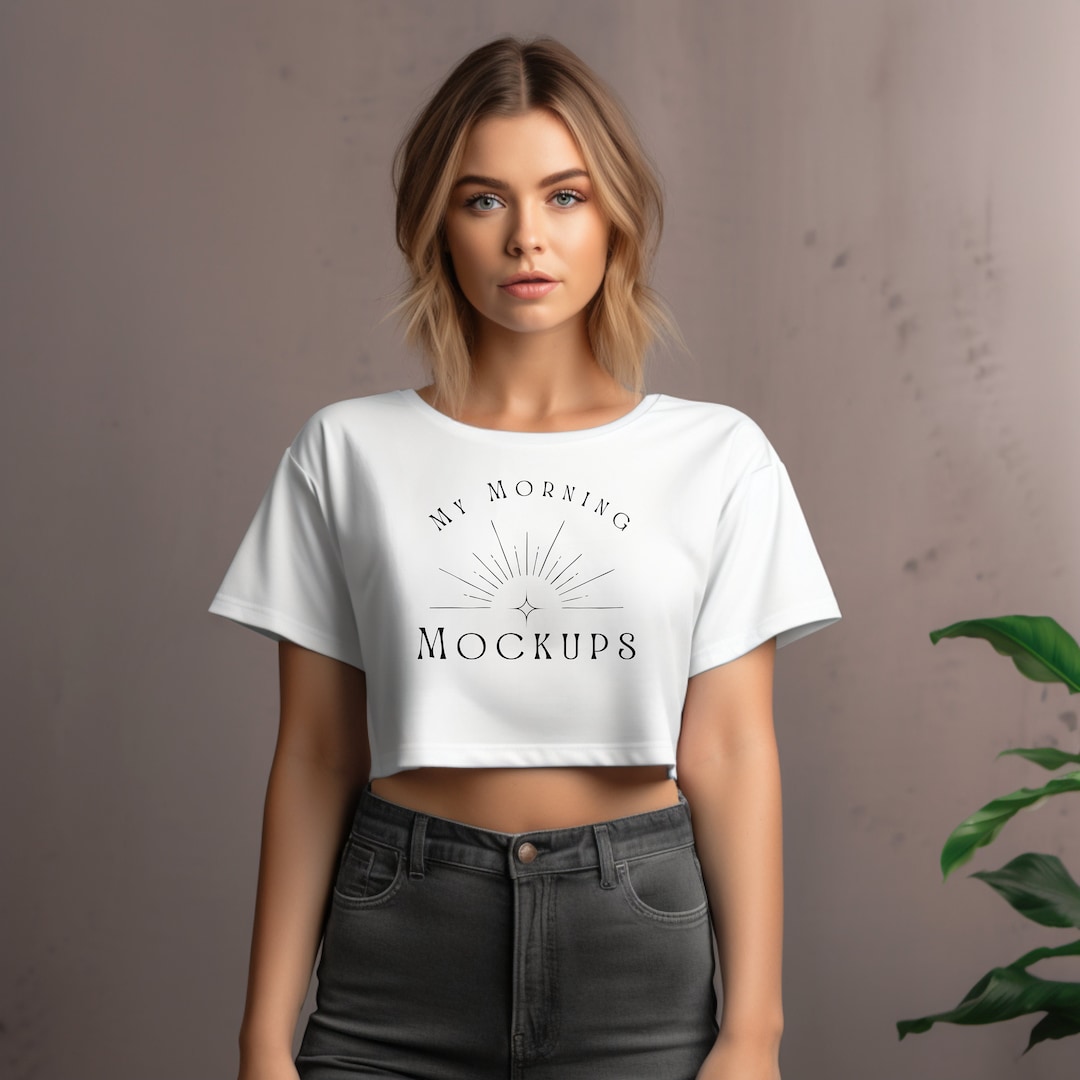 Bella Canvas 8882 White Cropped Top Mockup | Cropped White Tshirt ...