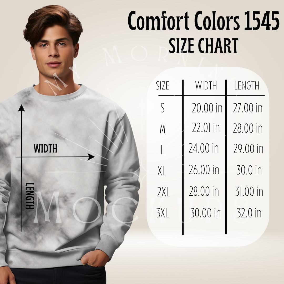 1545 Size Chart 1545 Mockup Comfort Colors 1545 Mockup 1545 Color Blast ...