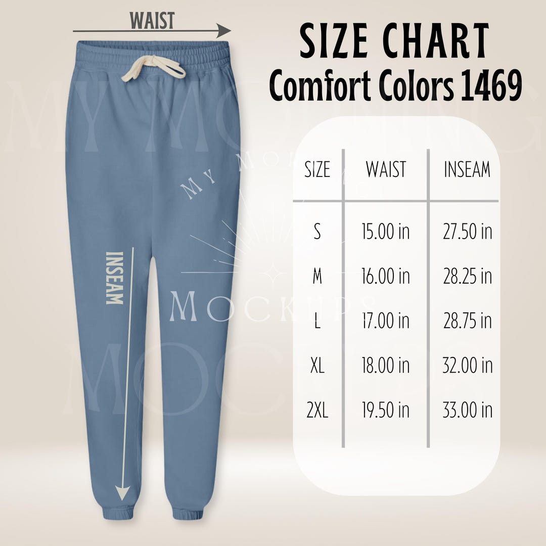 Comfort Colors 1469 Size Chart Blue Jean Comfort Colors 1469 Mockup ...