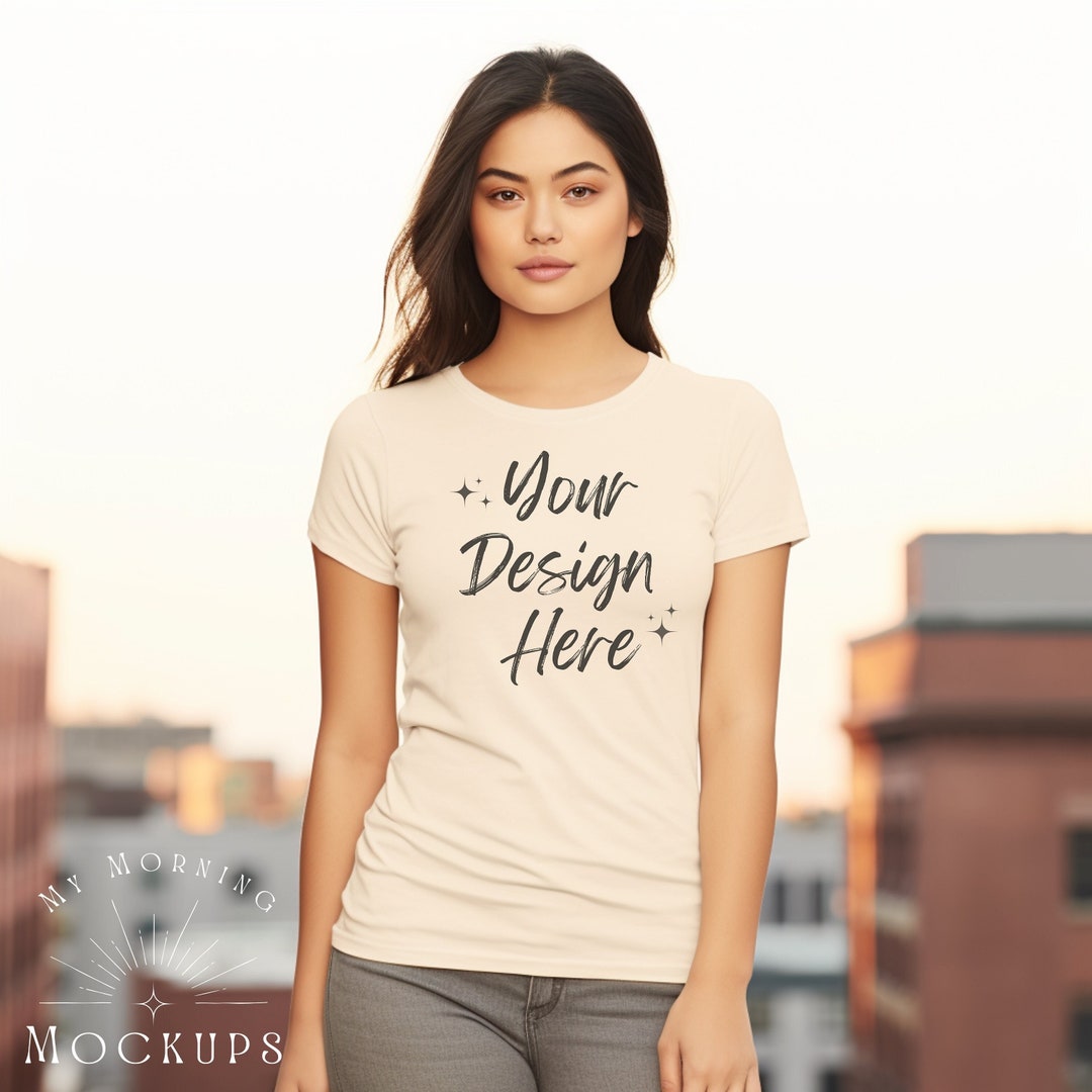 Bella Canvas 6004 Mockup Tshirt Mockup Soft Cream 6004 Mockup Slim Fit ...