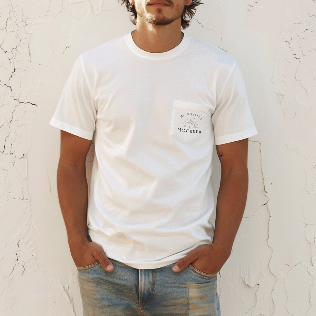 White Comfort Colors 6030 Pocket T-shirt Mockup (JPG Digital Download ...