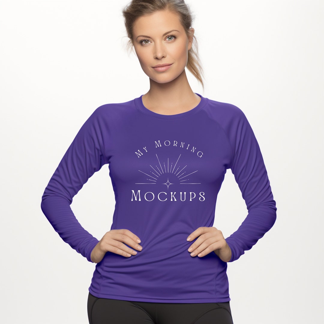 Woman's Purple ST350 Long Sleeve Mockup for Athlete Design | Sport-tek ...