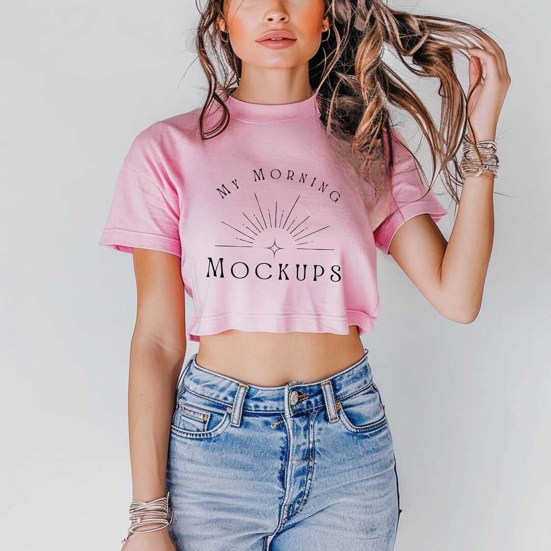 Pink Baby Tee Mockup T-shirt Mockup Cropped Top Mock-up Pink Shirt ...