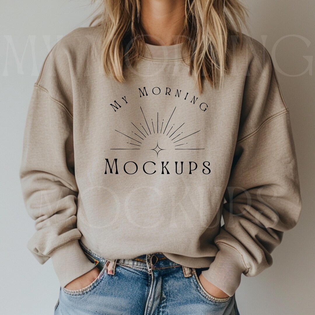 Heather Oatmeal Sweatshirt Mockup: Lane Seven 14004 (JPG File) - Etsy