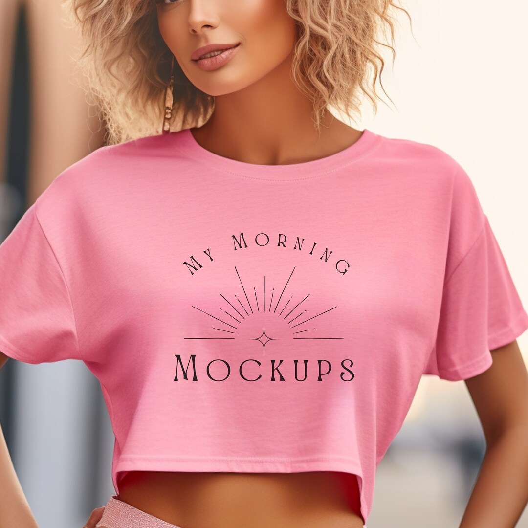 AS 4062 Mockup, AS Color 4062 Pink Mockup, Wo's Crop Tee 4062 Pink Mock ...